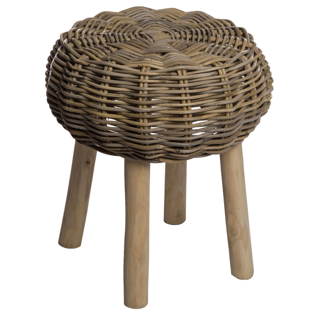 Taburet din ratan cu picioare din lemn Pantar - NaturaLiving